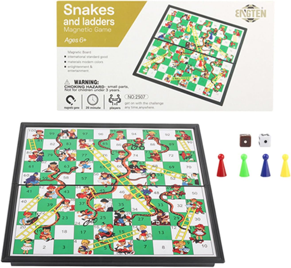 Snakes & Ladders Game with Magnetic Foldable,Small Land-Based Game ...