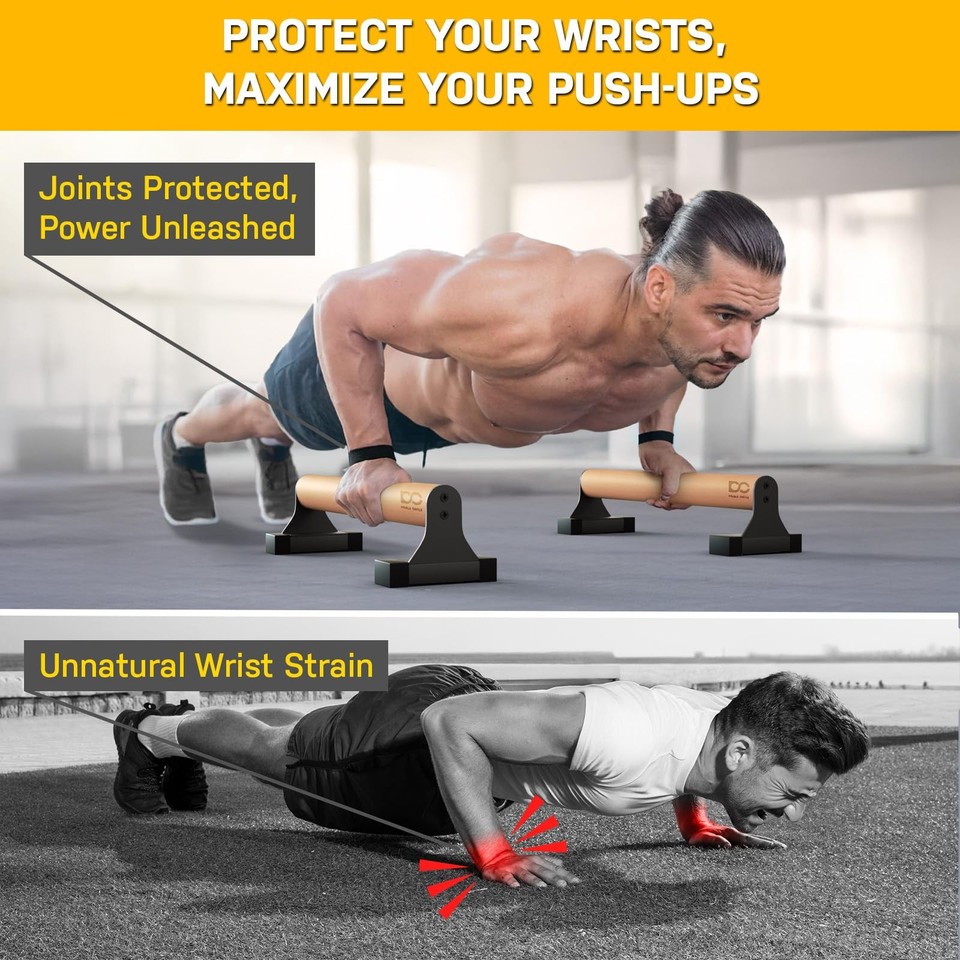 Parallettes Push Up Bar with Ergonomic Wooden Handles - Calisthenics ...