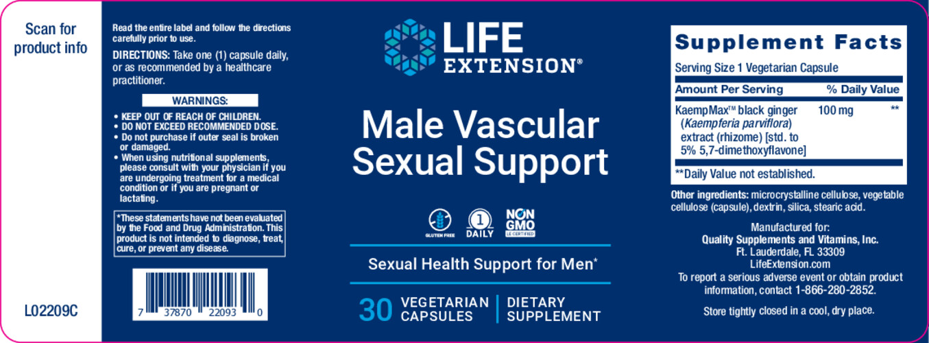Life Extension Male Vascular Sexual Support Supplement 30 VCaps. Get it ...