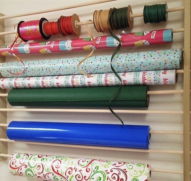 Gift Wrapping Paper Etc. Organizer. 10 Rows. Adjustable Width. Easy ...