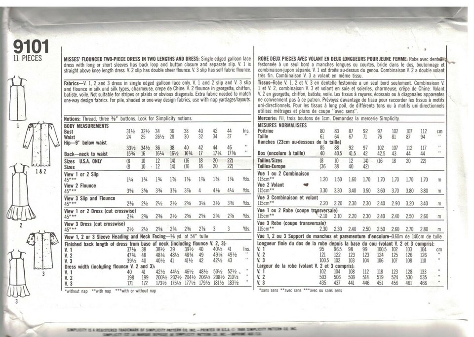 9101 Vintage Simplicity Sewing Pattern Misses Flounced Two Piece Dress ...