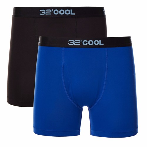 $45 32 Degrees Cool Men Underwear Black Blue Stretch 2-Pack Boxer ...
