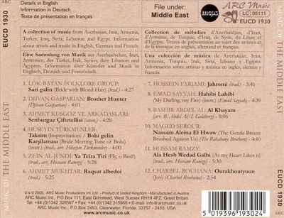 VARIOUS ARTISTS MUSIC OF THE MIDDLE EAST [ARC] NEW CD 5019396193024| eBay