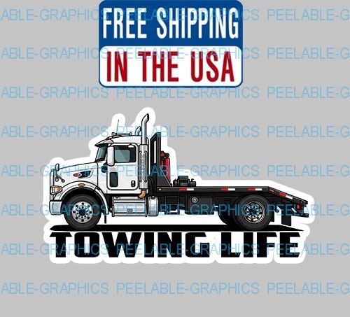 Towing Life Tow Truck Vinyl Decal Sticker Tower Vehicle Wrecker Service ...
