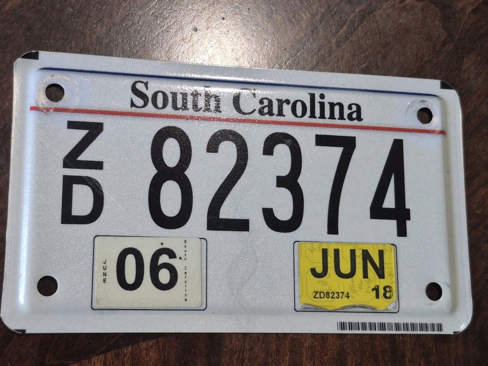 South Carolina Motorcycle License Plate SC ZD82374 Current Issue | eBay