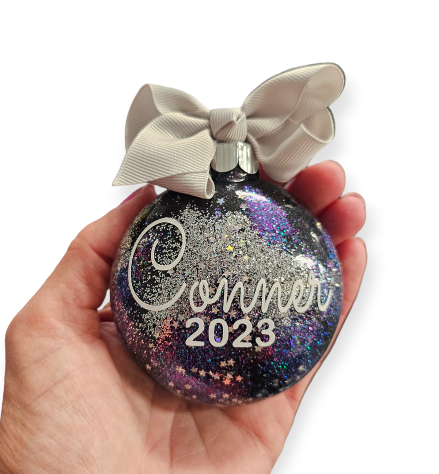 Personalized Christmas Ornament Gift Name Glitter Tree Bulb Secret ...