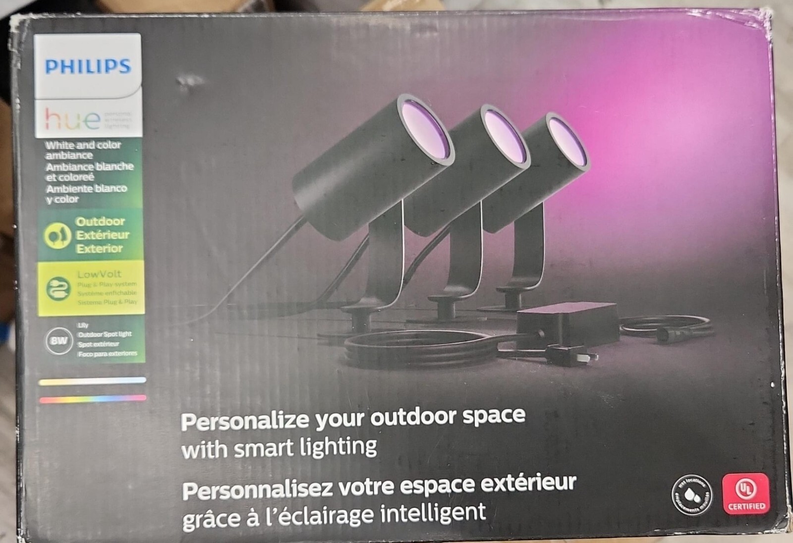 Philips Hue Lily Outdoor Spotlight Basekit (3-pck) White and Color ...