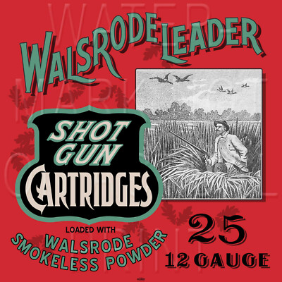 Reproduction Vintage Walsrode Leader Shotgun Shells Box Label Canvas ...
