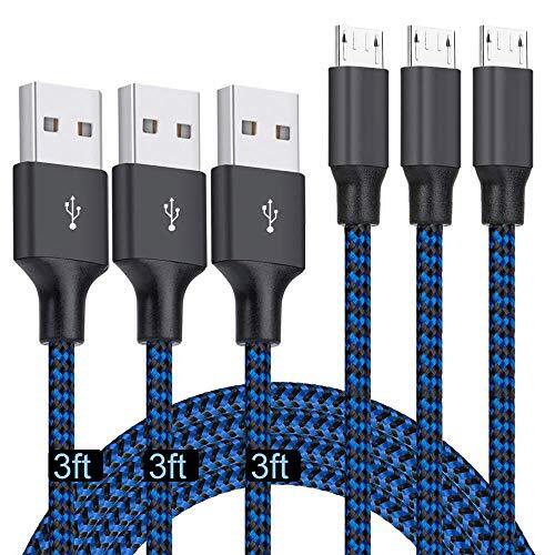 3 Pack 3FT Fast Charging Cord Micro USB Cable for Android Phone Tablet ...