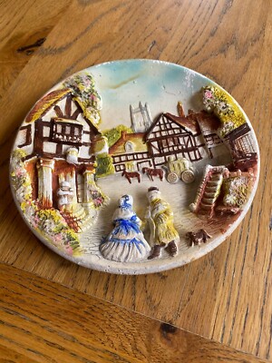 Vintage, 3D, Plaster Wall Plate, Plaque, cottage plaque | eBay UK
