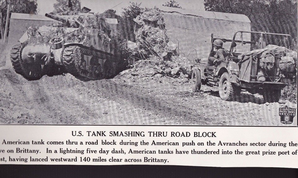 US Tank Smashing Roadblock Brittany WWII Dispatch Photo News Service | eBay