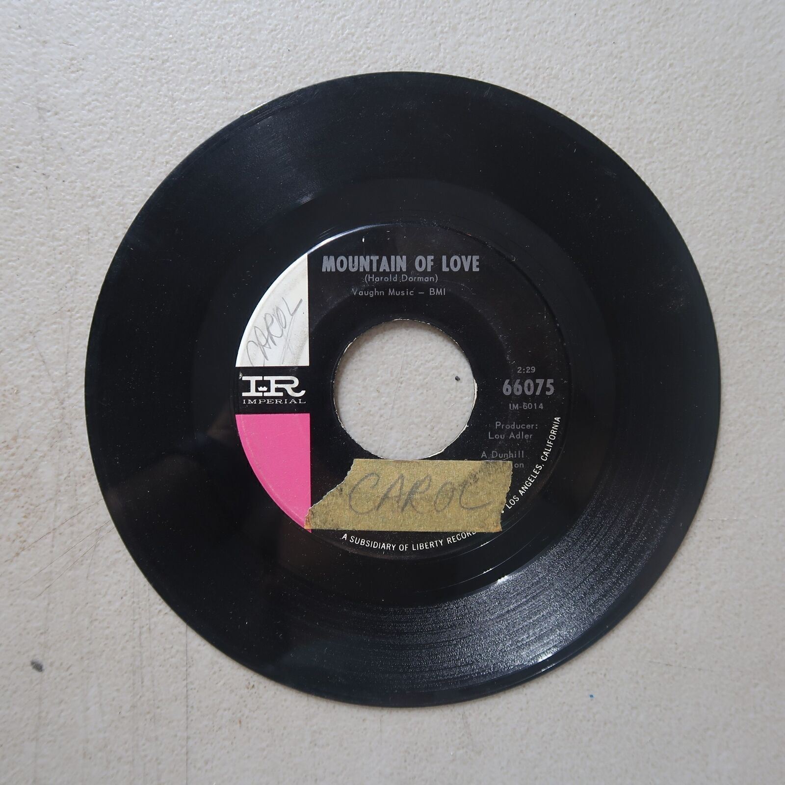 JOHNNY RIVERS MOODY RIVER/MOUNTAIN OF LOVE IMPERIAL RECORDS VINYL 45 VG ...