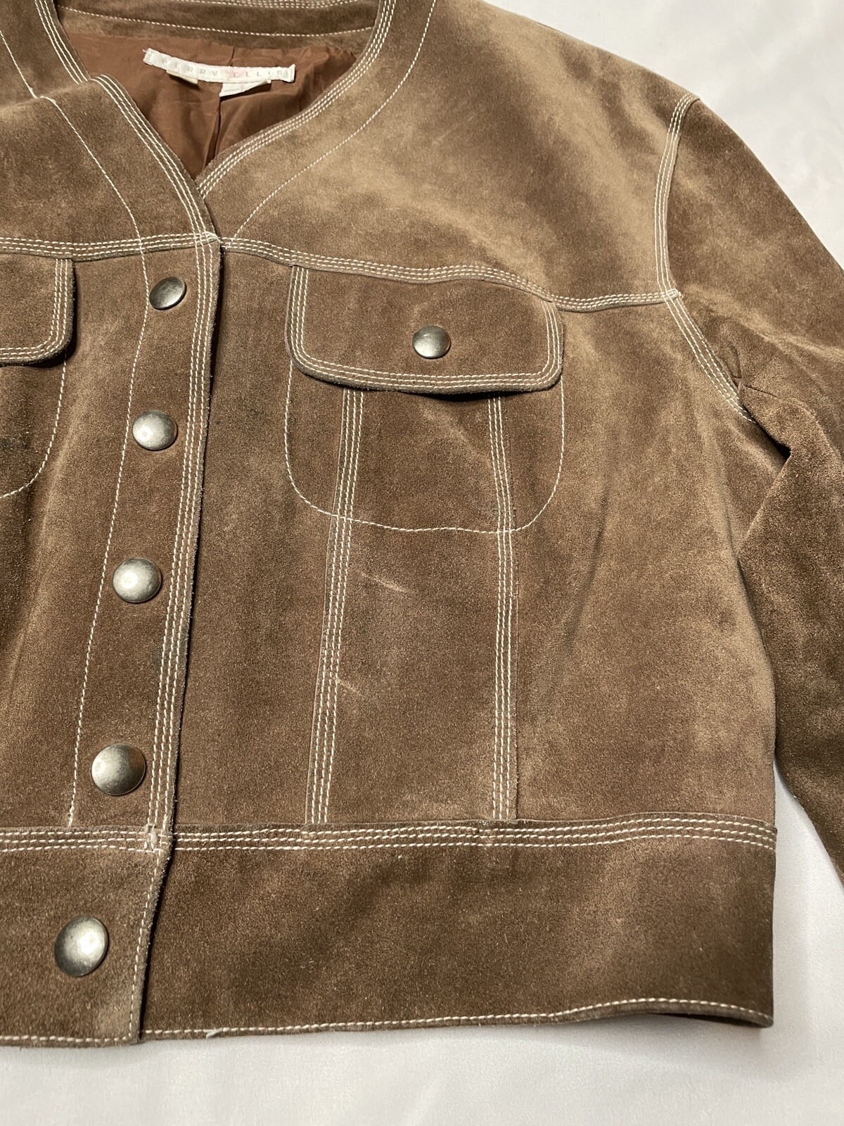 Perry Ellis Marc Jacobs Crop Brown Suede Leather Jacket Grunge Spring ...