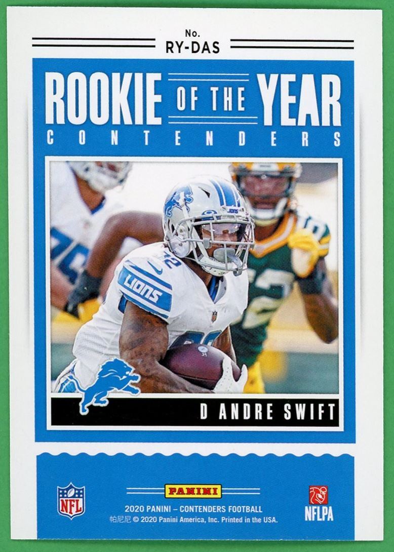 2020 Rookie of the Year D'Andre Swift Detroit Lions #RY-DAS | eBay