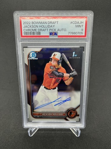 Jackson Holliday 2022 Bowman Chrome Draft Auto Autograph PSA 9 Orioles ...