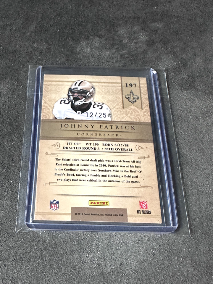 Johnny Patrick 2011 Panini Gold Standard Platinum Gold RC 12/25 | eBay