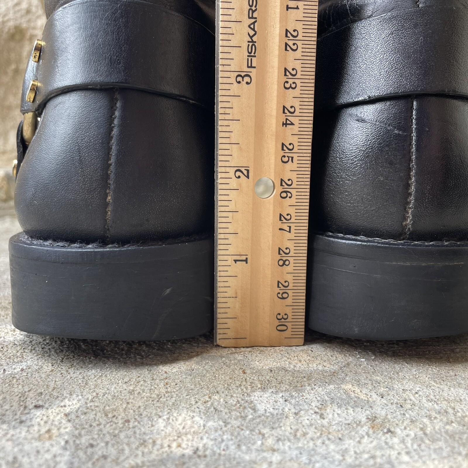 Rare Tory Burch Moto Boot Black Gold Leather Ronnie B… - Gem