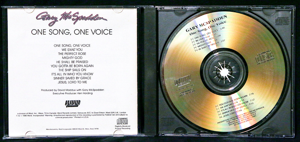 GARY MCSPADDEN One Song, One Voice 1986 CD OAK RIDGE BOYS GAITHER VOCAL ...
