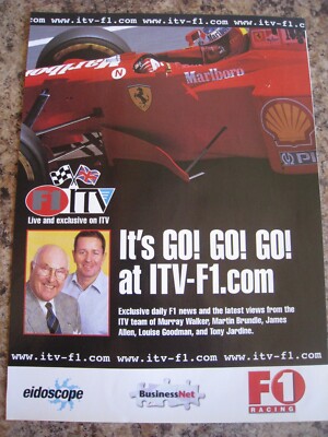 F1 RACING ITV-F1 RACING MURRAY WALKER MARTIN BRUNDLE ADVERT APPROX A4 ...