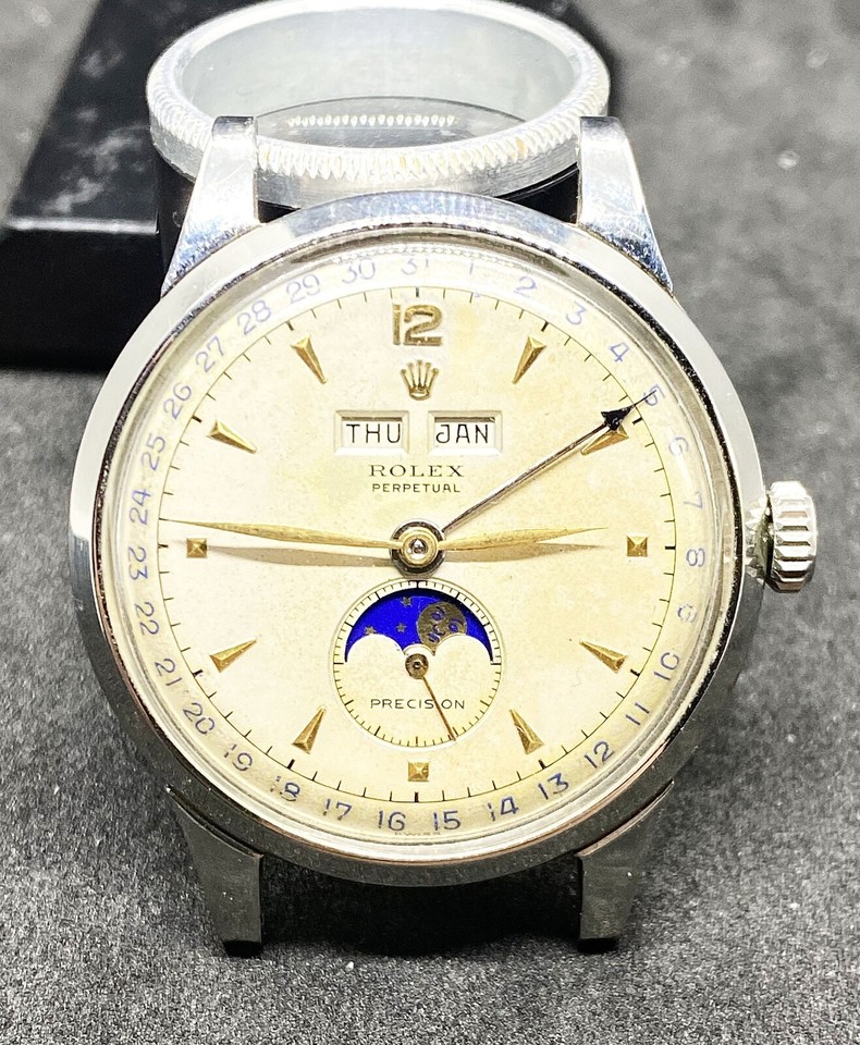 Very rare Rolex 8171 “ Padellone “ MoonPhase stainless steel from 1949/ ...
