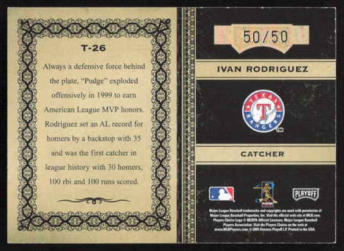 2005 Playoff Prime Cuts - Timeline Century Silver #T-26 Ivan Rodriguez ...
