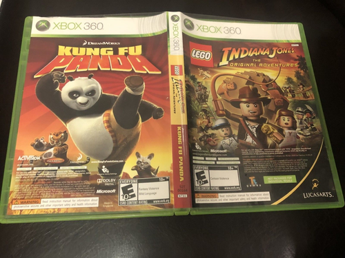 KUNG FU PANDA & LEGO INDIANA JONES X-BOX XBOX 360 COMPLETE GAMES CASE ...