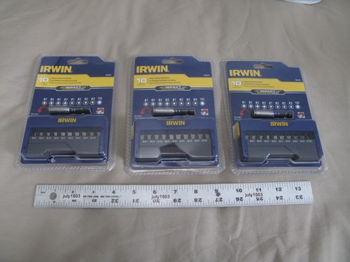 (3) NEW Irwin 10 pc Impact Fastener Drive Bit Set Torx Square Phillips ...