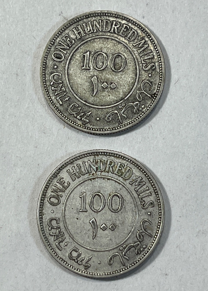 1935, 1939 Palestine 100 Mils silver coins | eBay