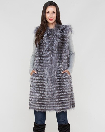 Autumn and Winter Nature Genuine Real Silver Fox Fur Vest gilet Woman ...