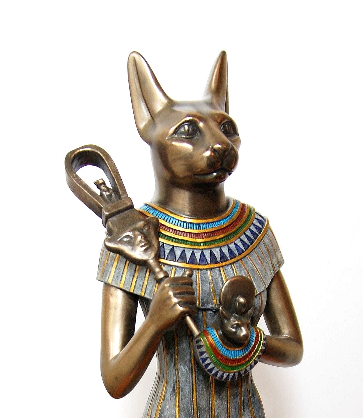 Bastet with Sistrum Large Egyptian Goddess Statue - 15.5 Inches Cold ...