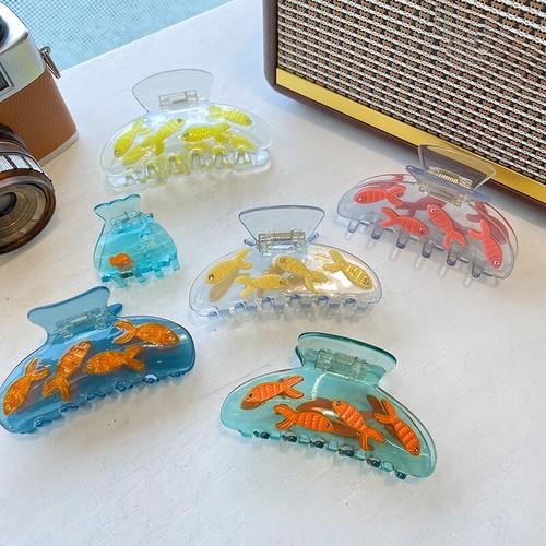 Cute Transparent Goldfish Hair Clips Cartoon Acetate Claw Clip Shark ...