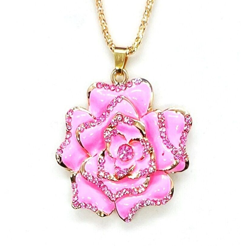 Pink Round FLOWER Pendant Necklace | eBay