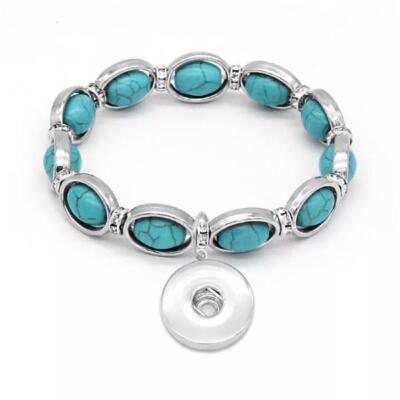 Fit Ginger Snap bracelet 8mm Snap Turquoise Bead stretch KD7874 | eBay