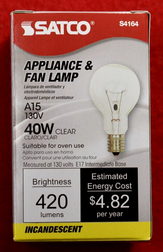 Satco S4164 A15 Long Life Appliance Bulb 6-pack | eBay