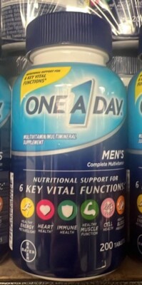 One A Day Men's Complete Multivitamin 6 Vital Function Supplement Exp 3 ...