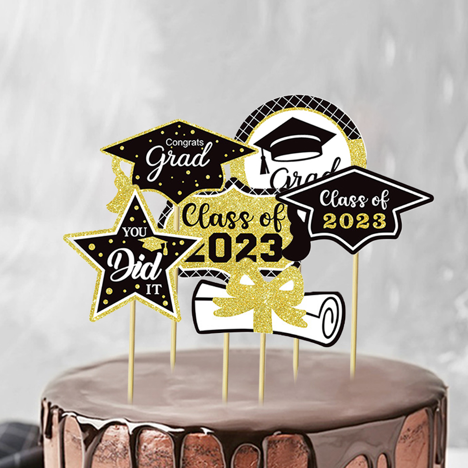 1 Set Graduation Table Topper Glitter Powder Decorative Grad Theme Cake ...