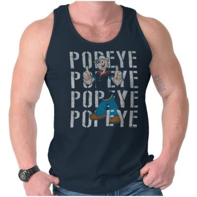 Vintage Popeye The Sailor Nautical Cartoon Adult Tank Top Sleeveless T ...