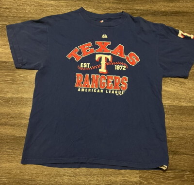 Texas Rangers Shirt Mens L Blue MLB Baseball American League Majestic ...