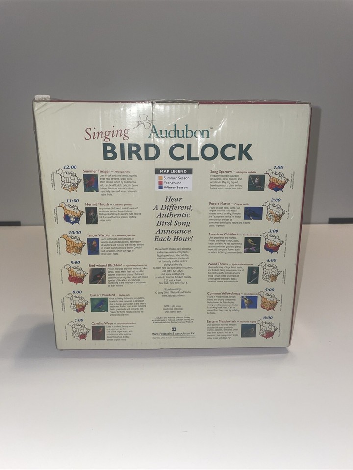 Audubon Society Singing Bird Wall Clock 12 Different Songs, 8" New ...
