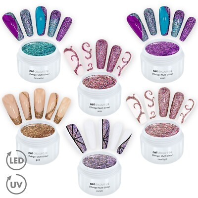 UV LED Effekt Gel Multi Glitter SET Farb Color Nagel Glitzer Nail Art ...