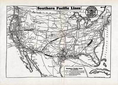 1940 Antique SOUTHERN PACIFIC Railroad Map Vintage Railway Map #1887 | eBay