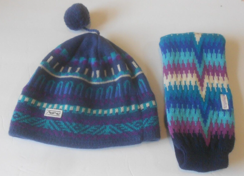 Vintage Steffner Womens Wool Ski Hat Pom Pom & Headband Austria Blues ...