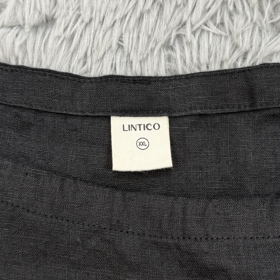 Lintico Dress Womens 2X Black 100% Linen Beachy Coastal Lagenlook Lagom ...