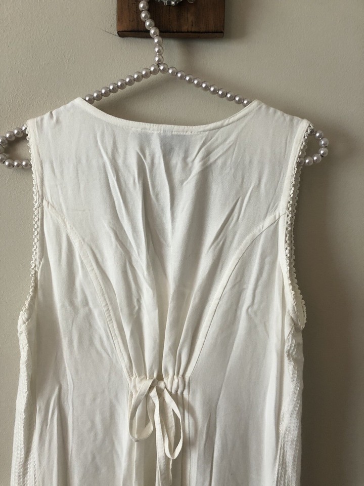 Raya Sun Womens Size M Off White Embroidered Sleeveless Dress Animal ...