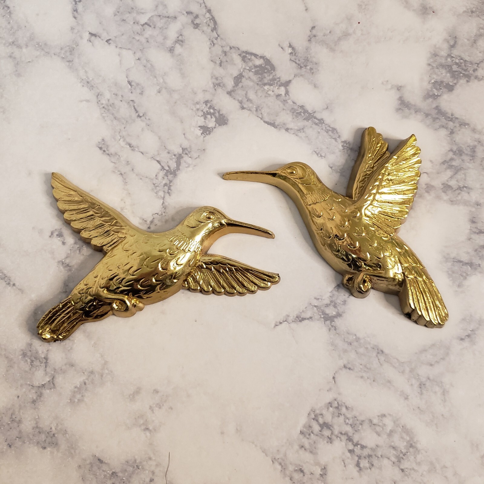 Vintage HOMCO Hummingbird Wall Decor (2) Gold Tone Plastic Made in USA ...