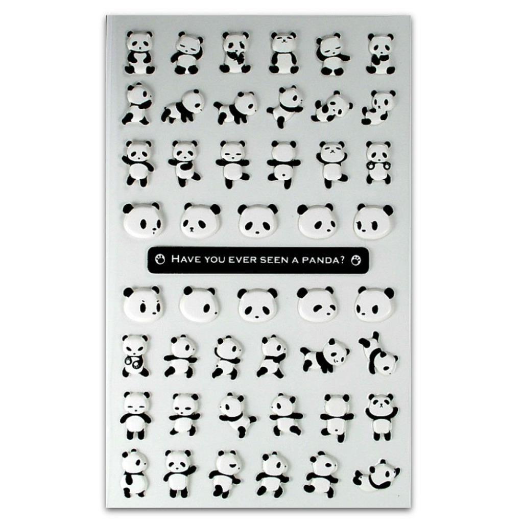 CUTE PANDA STICKERS Puffy Raised Vinyl Sticker Sheet NEW Kids Craft ...