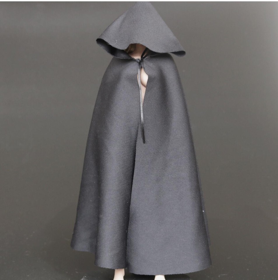 1/6 Scale Black Cloak Hooded Cape For 12" figure Phicen Hot toys ...