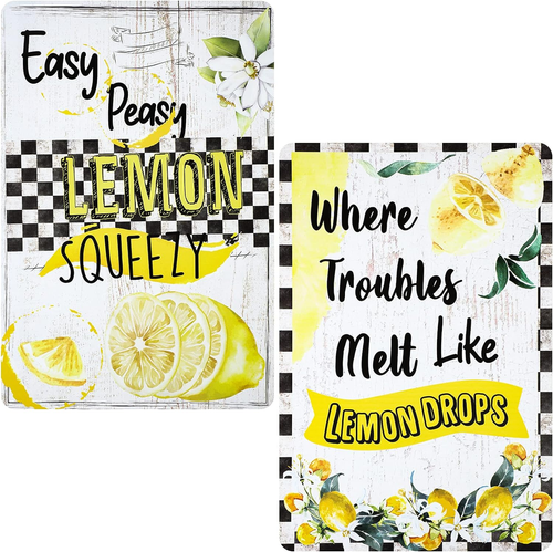 2 Pieces Vintage Style Tin Sign Lemon Tin Sign Bar Pub Tin Sign for ...
