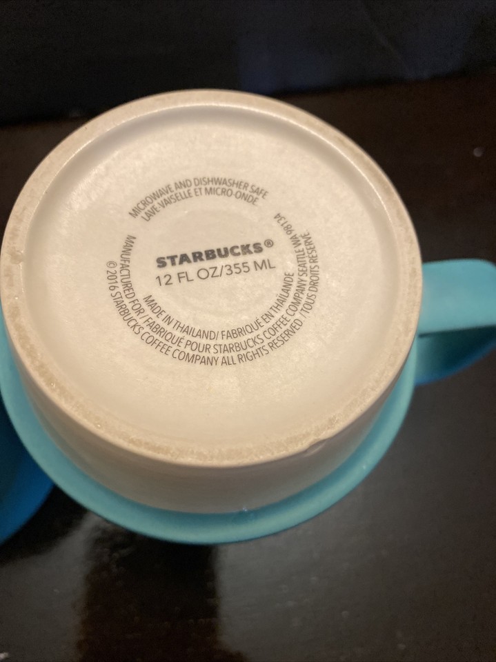 2 Stackable Starbucks Spring Mug 2016 Ceramic Teal/Blue | eBay