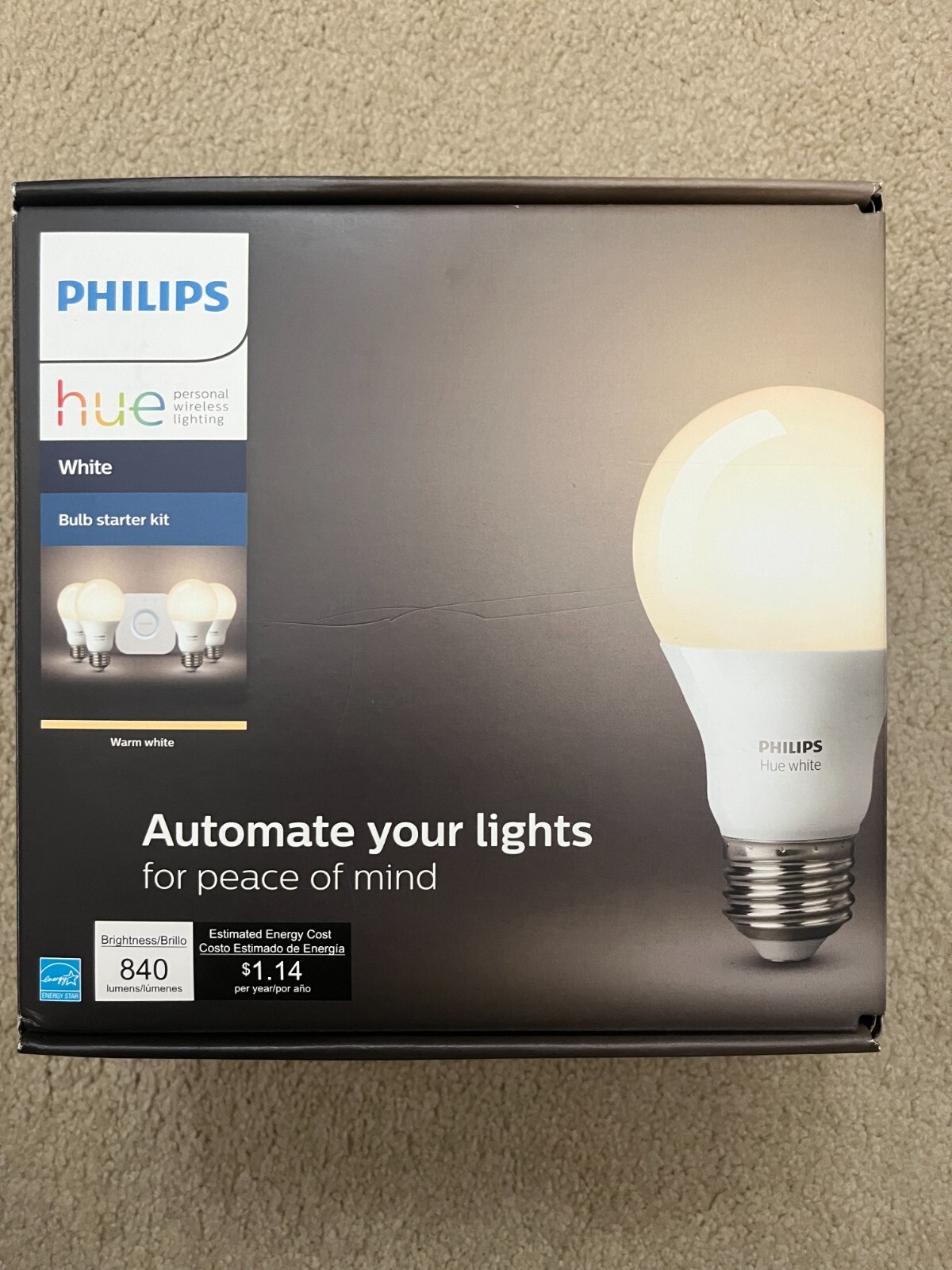 Philips Hue Dimmable White A19 LED Bulbs Hue Bridge 2.1 Starter Kit ...